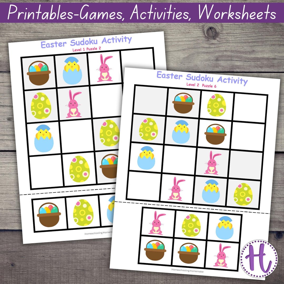 Easter Sudoku Game for Kids, Bright and Colorful Sudoku Game Pieces ...
