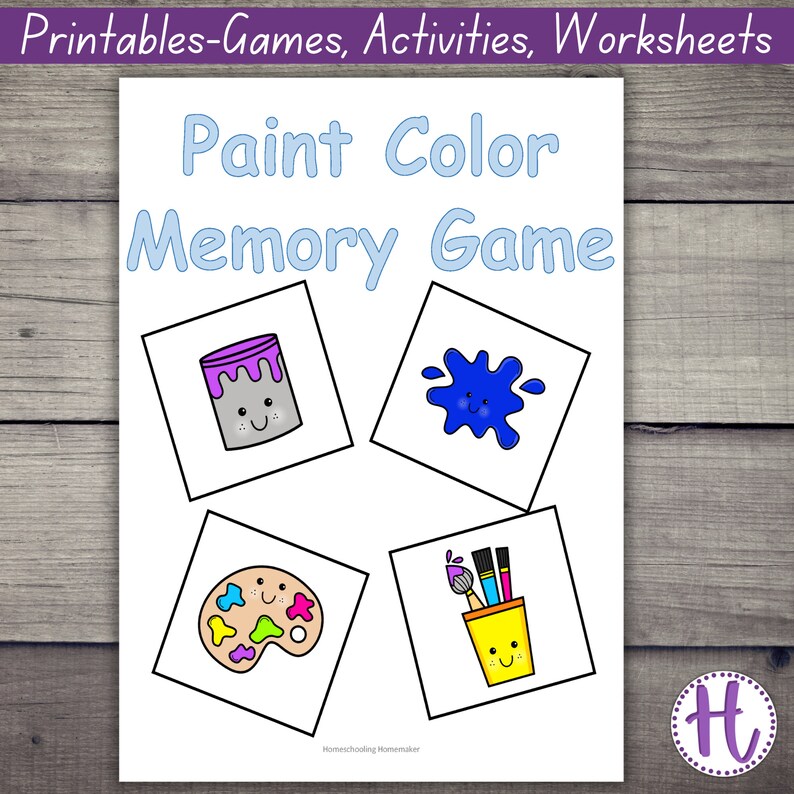 Paint Color Memory Game for Kids, Kindergarten, Preschool, Elementary ...