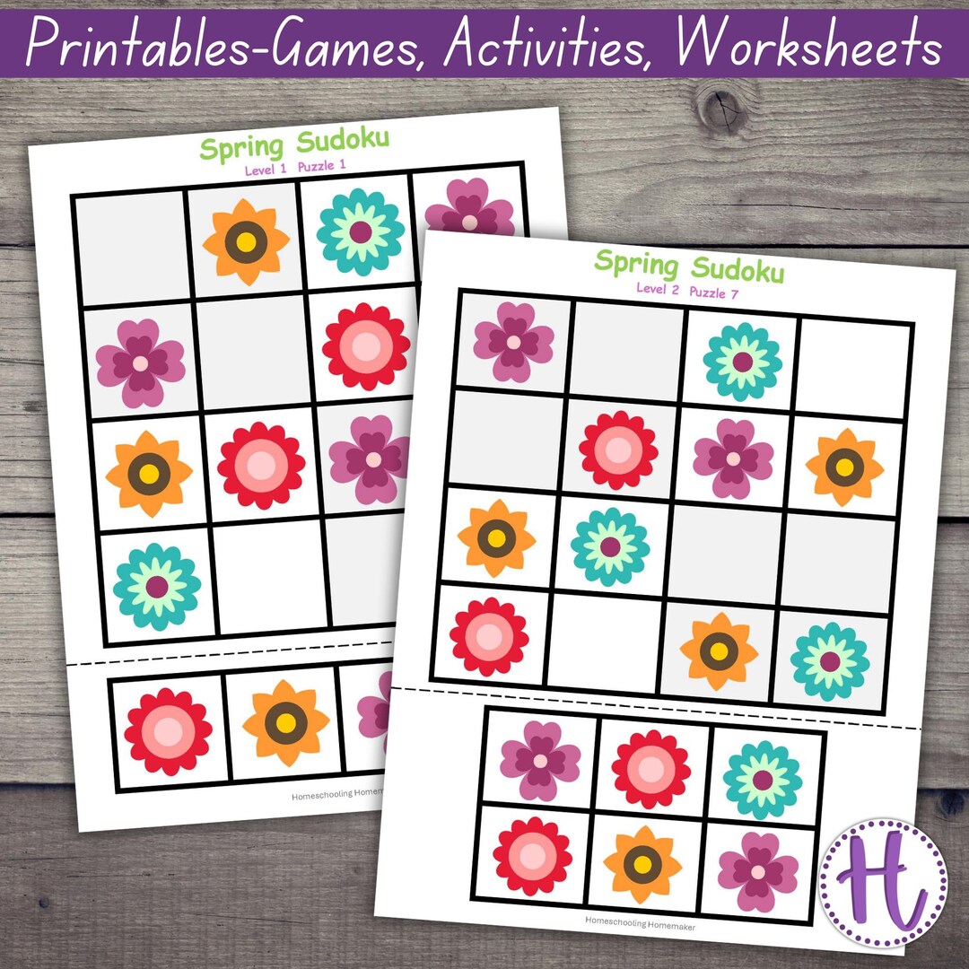 Spring Sudoku Game for Kids, Fun Printable Cut and Glue Game for Kids ...