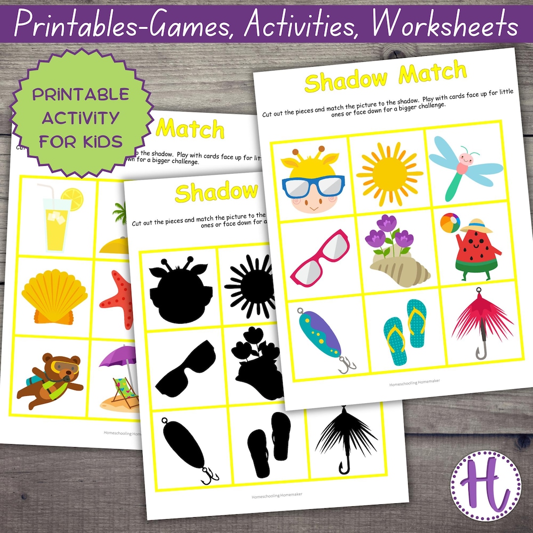 Summer Shadow Matching Game: Preschool Learning Worksheets (digital ...