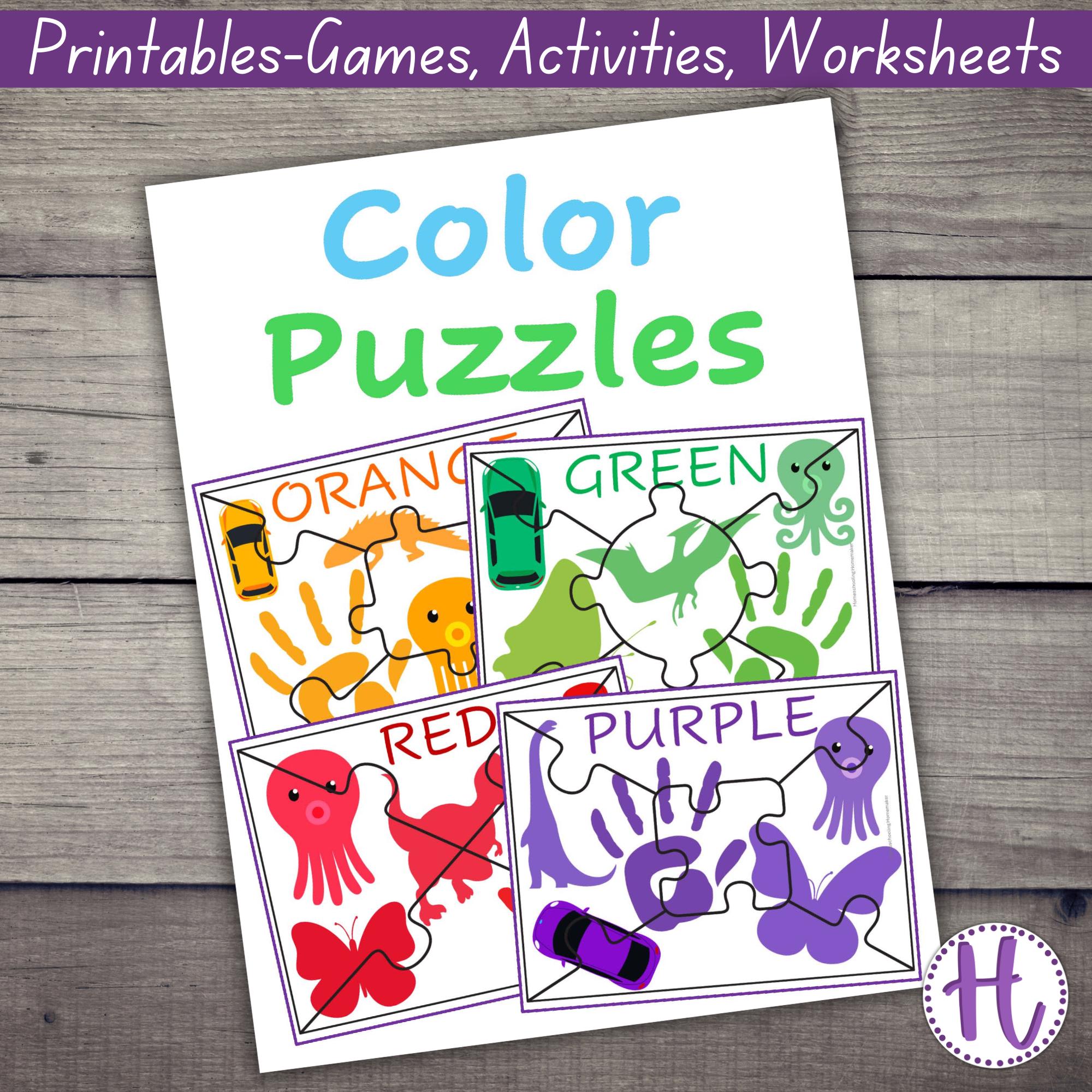 Color Puzzles, Color Recognition, Printable Puzzles, Preschool ...