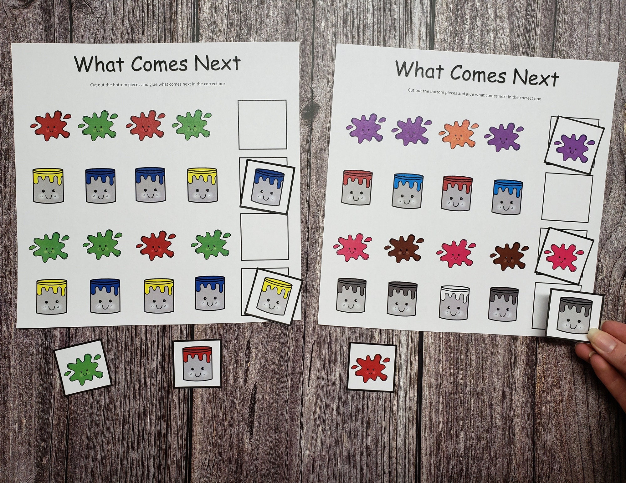 What Comes Next Worksheets for Kids, Paint Colors for Preschool and ...