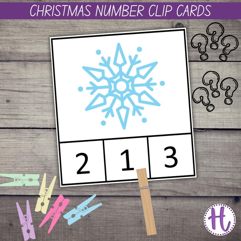 Tarjetas recortables con números navideños: Actividad de matemáticas ...