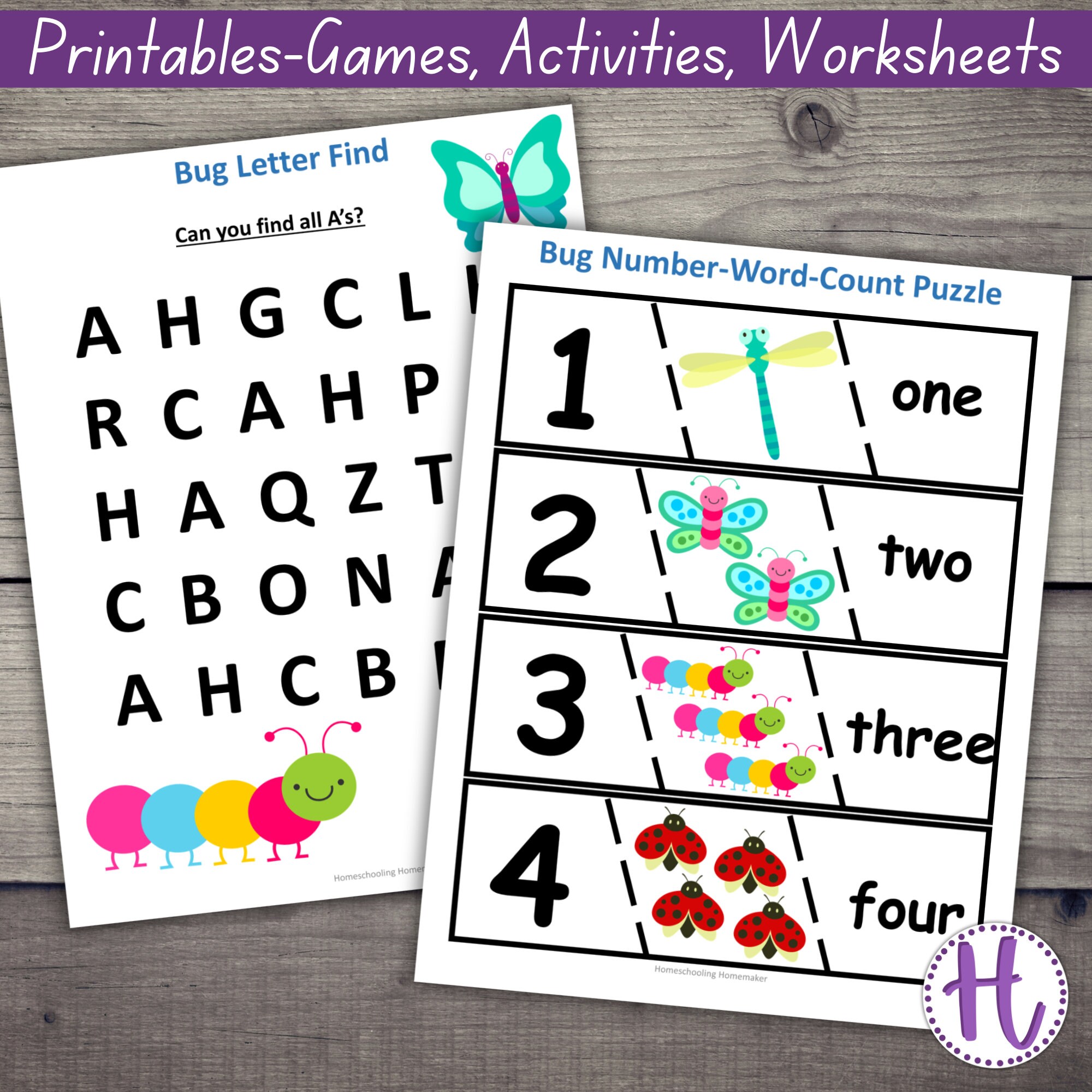Bug Activity Worksheets for Preschool or Kindergarten, Fun Bug Themed ...