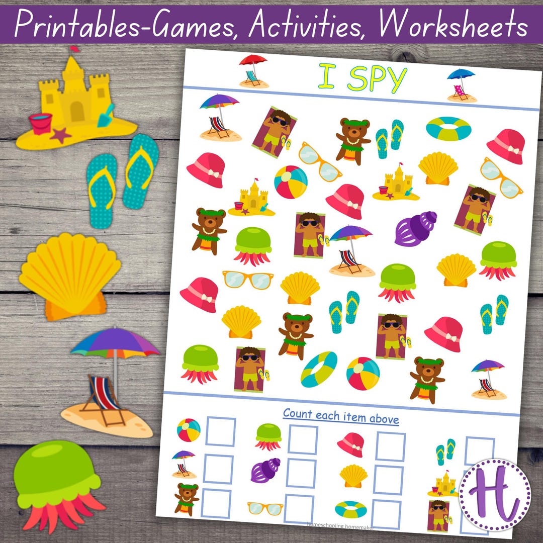 Summer I Spy Game: Counting & Graphing Activity (PDF) - Etsy