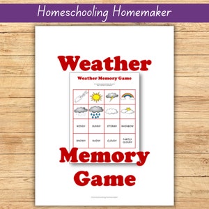 Weather Memory Game for Kids Kindergarten Preschool - Etsy
