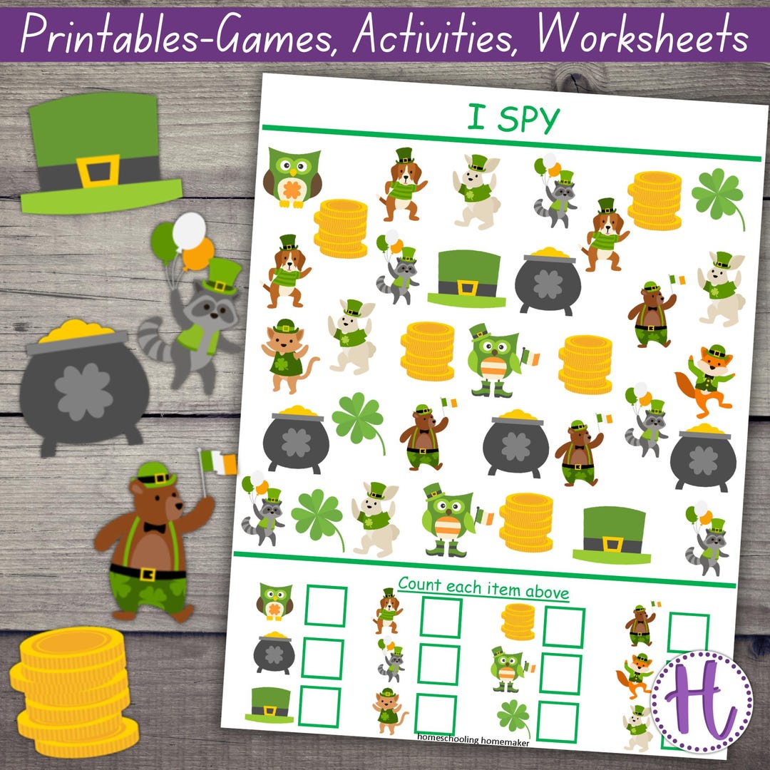 St. Patrick's Day I Spy Game: Printable Activity Worksheet (PDF) - Etsy