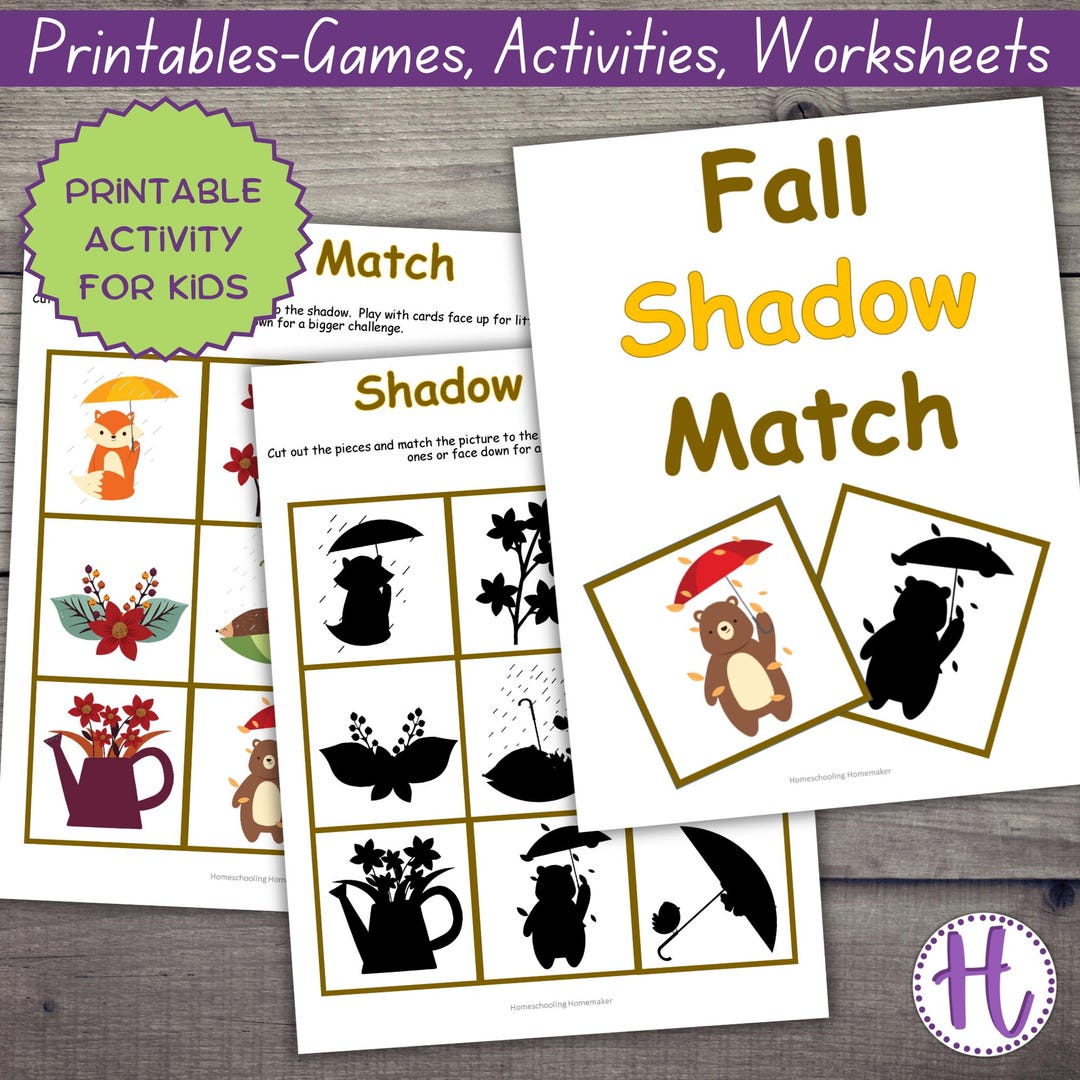 Fall Shadow Matching Cards for Kids in Preschool or Kindergarten ...