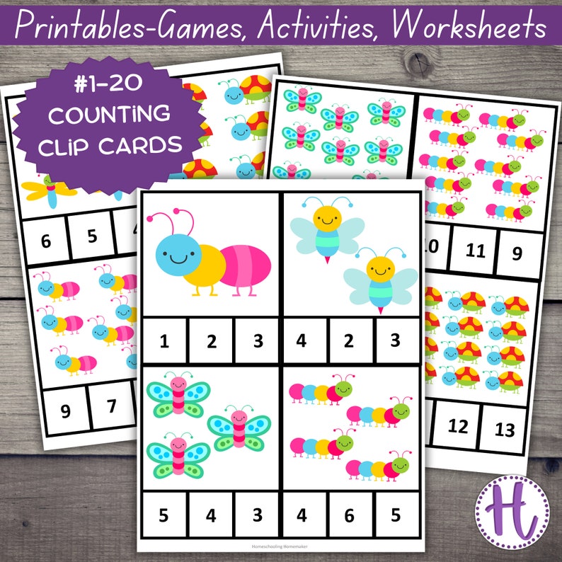 Bug Counting Clip Cards for Kids, Preschool Math Activity, Counting ...