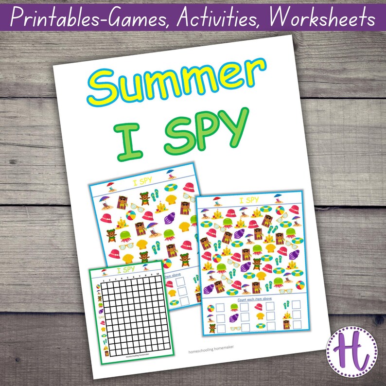 Summer I Spy Game: Counting & Graphing Activity (PDF) - Etsy