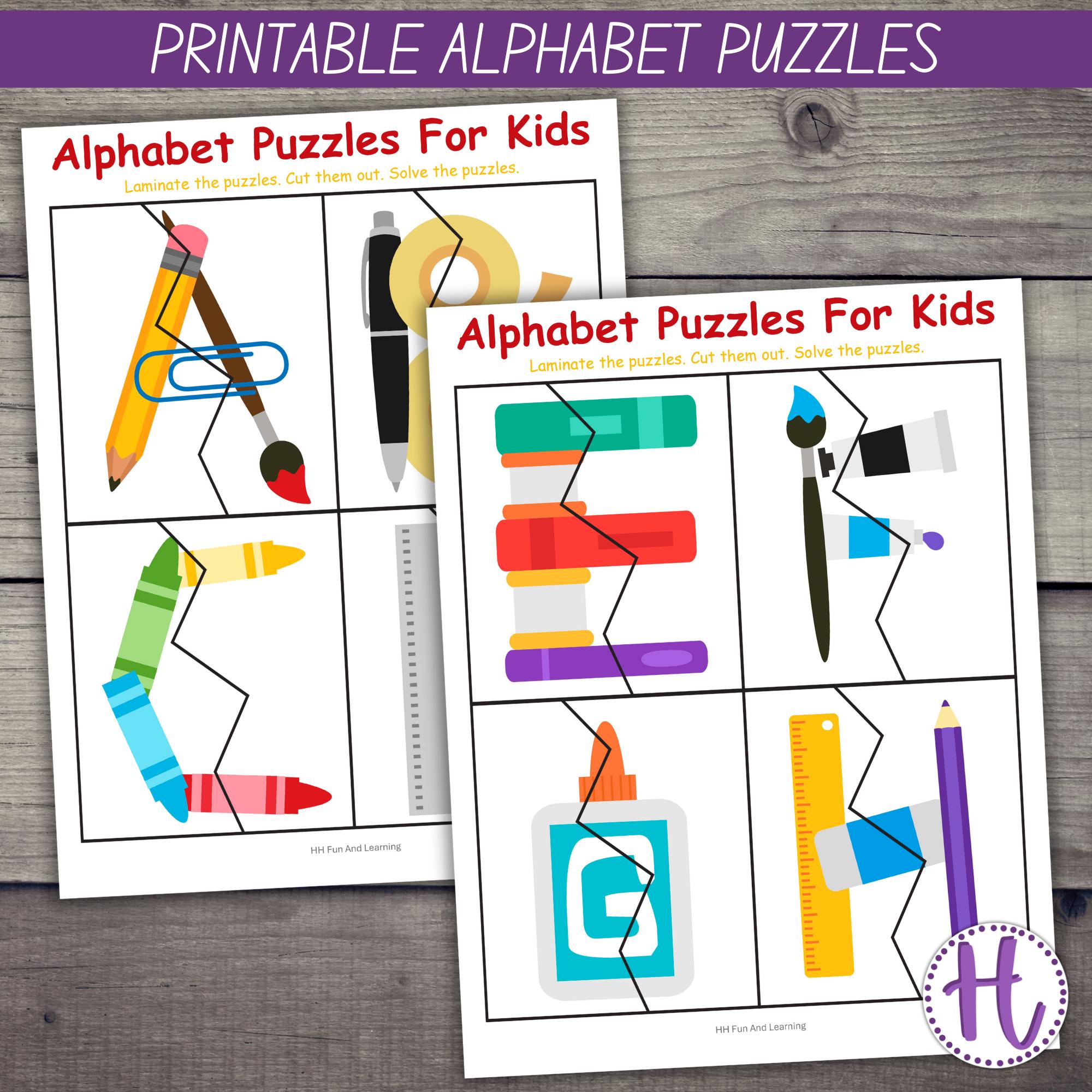 School Theme Alphabet Puzzles: ABC Printable (PDF) - Etsy