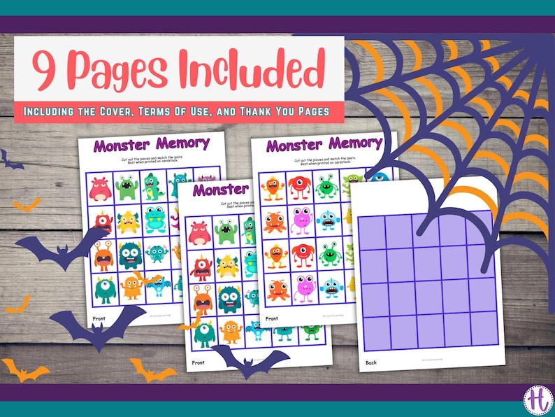 Monster Memory Game for Kids: Printable Matching Activity (PDF) - Etsy
