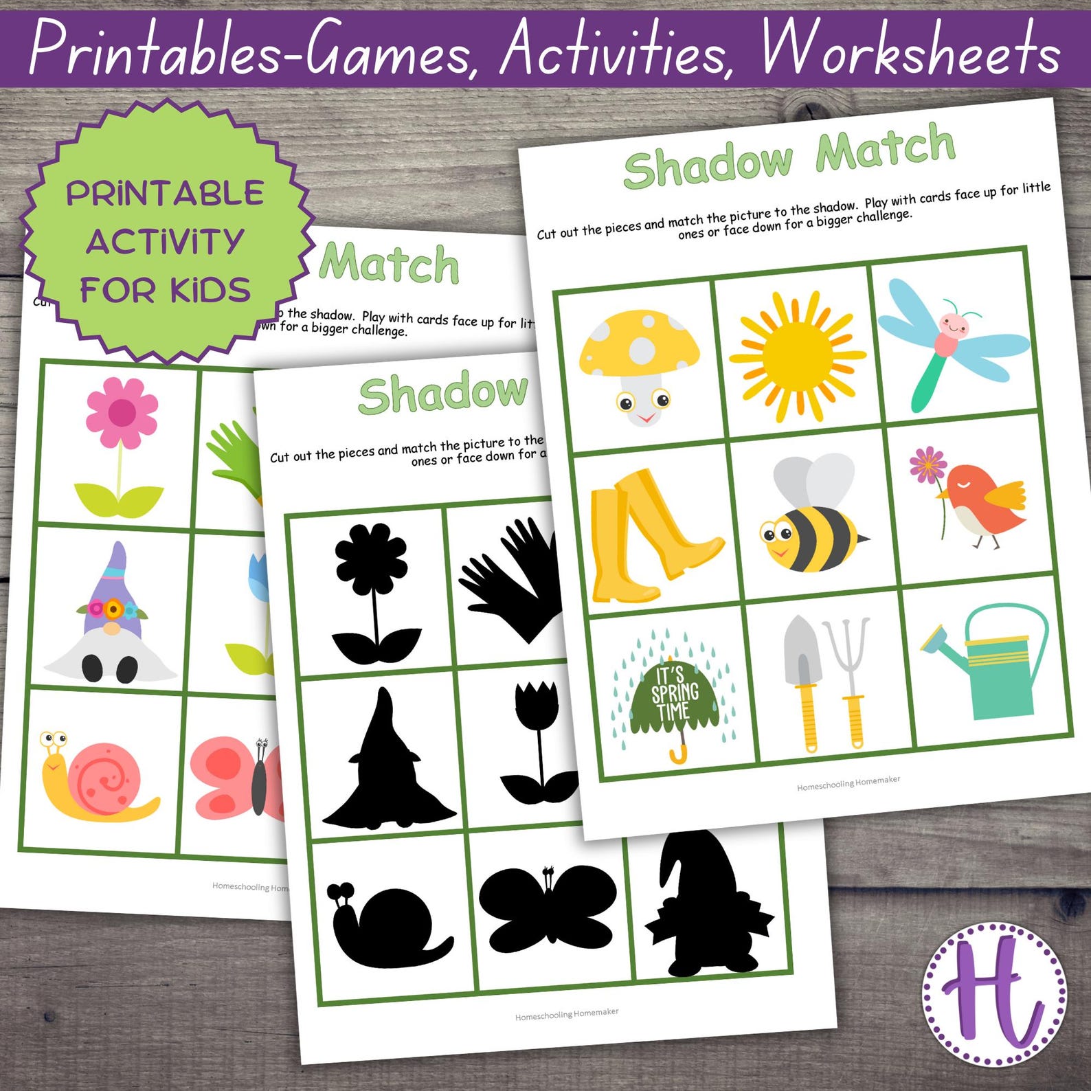 Shadow Match Spring for Kids Preschool, Shadow Matching Activity ...