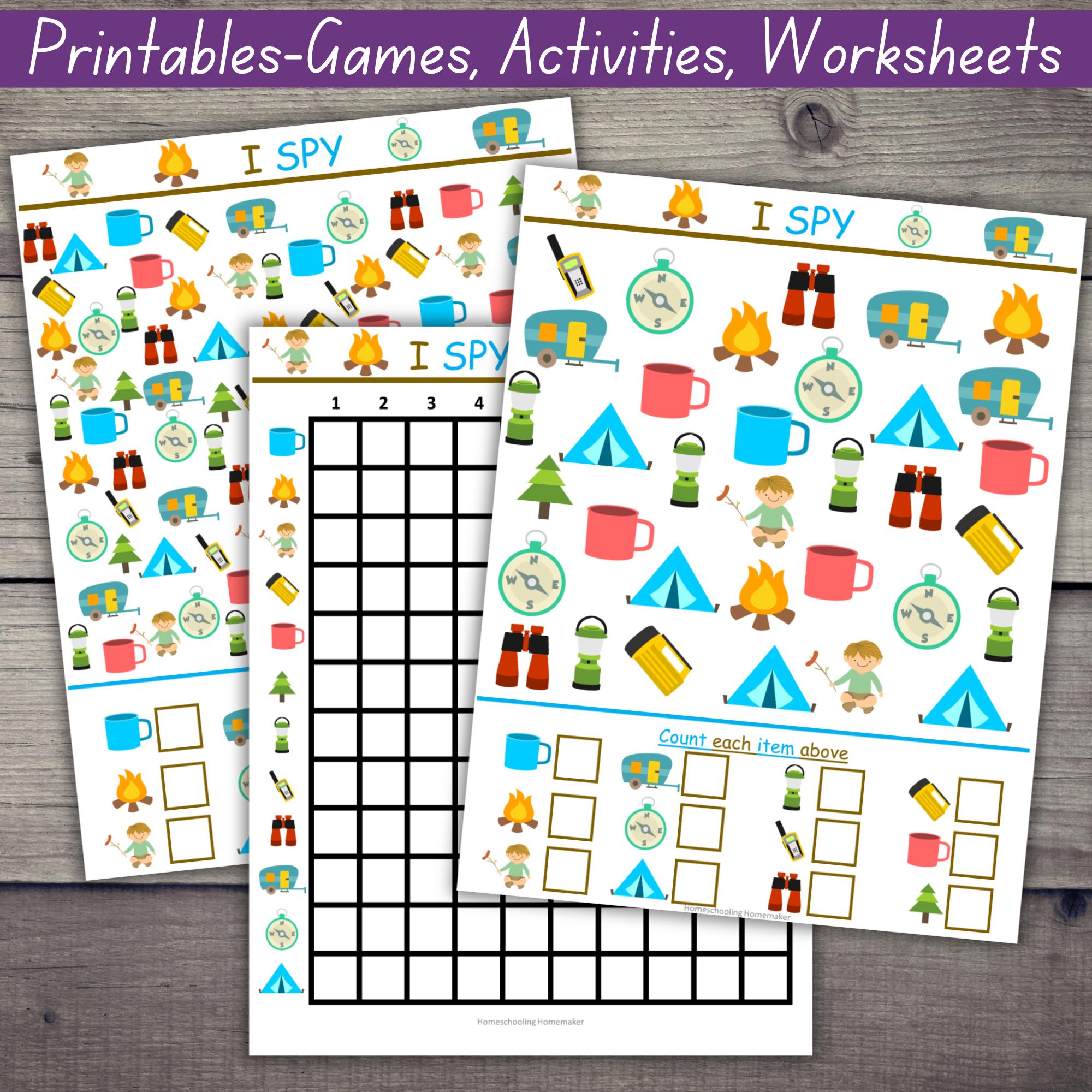 Camping I Spy for Kids With Graphing Activity, Printable I Spy, Seek ...