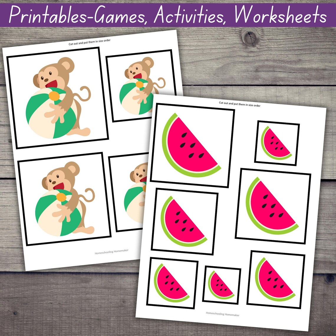 Summer Size Sequencing Cards for Preschoolers, Printable Summer ...
