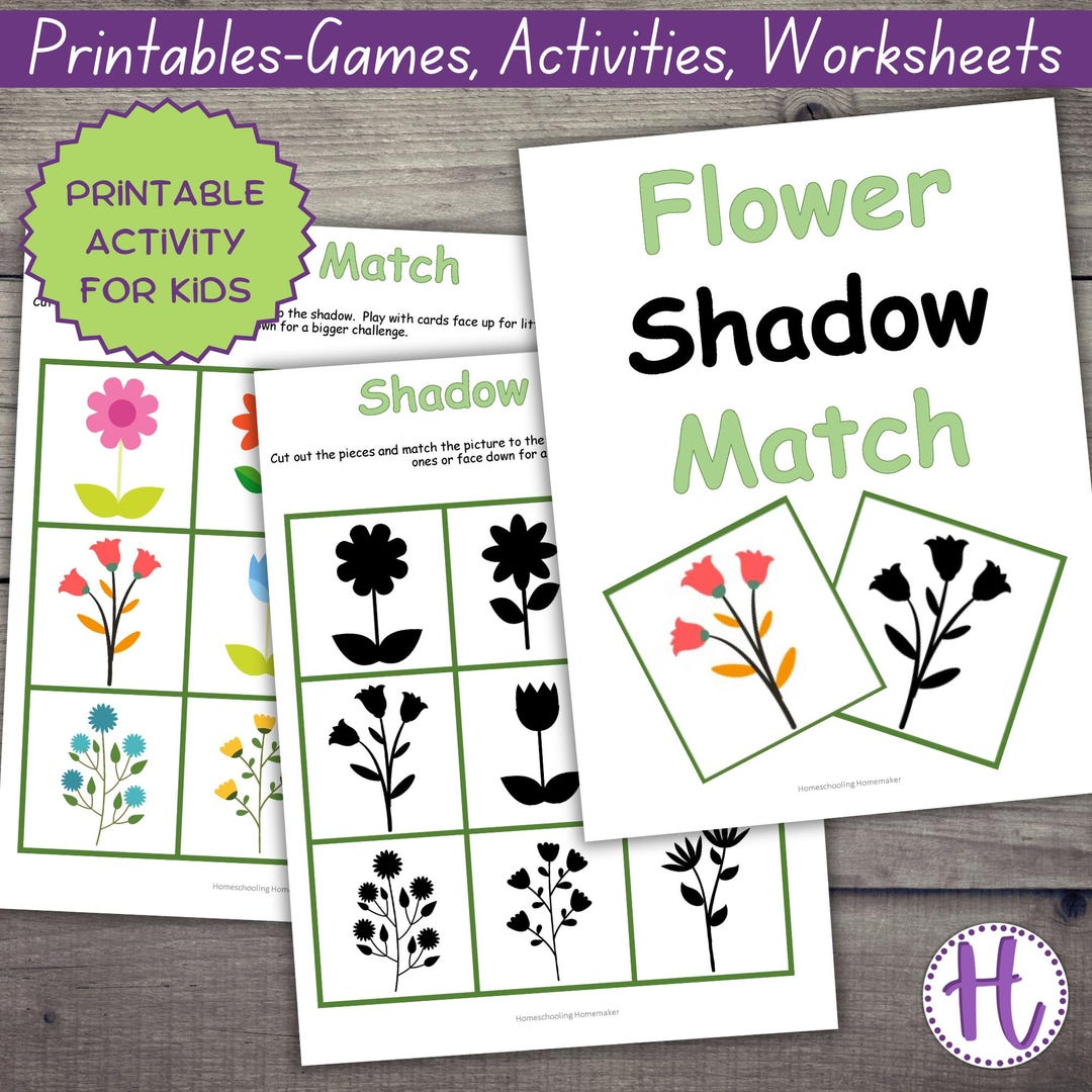 Flower Shadow Matching Game: Printable Kids Activity (PDF Download) - Etsy