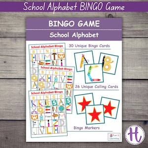 School Alphabet Bingo Game: Fun ABC Learning (PDF) - Etsy
