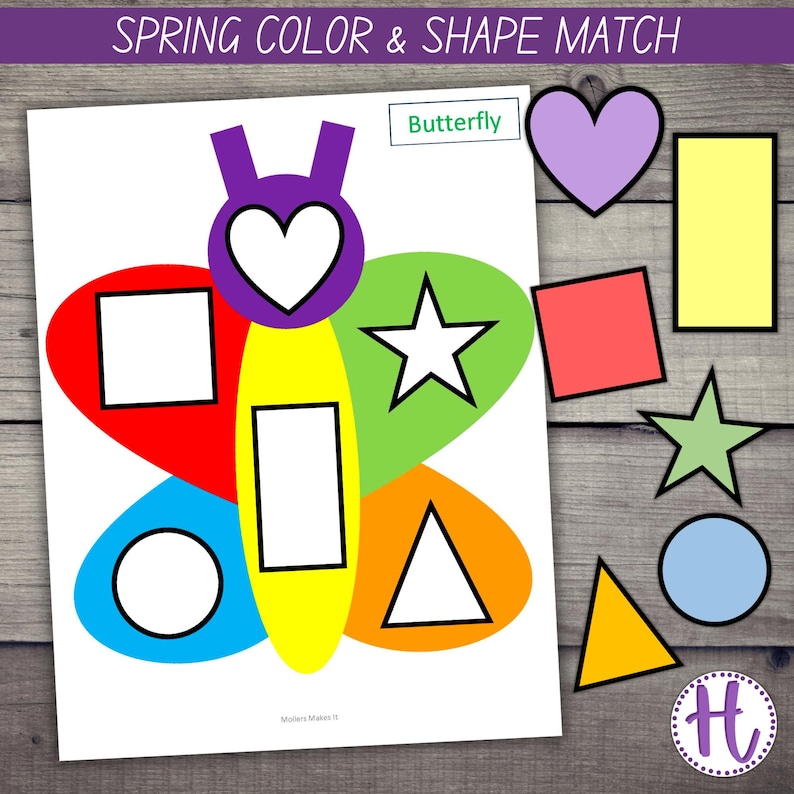 Spring Color and Shape Matching Game: Preschool Kindergarten Activity ...