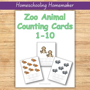 Zoo Animal Counting Practice Cards 1-10 for Kids, Kindergarten, Pre ...