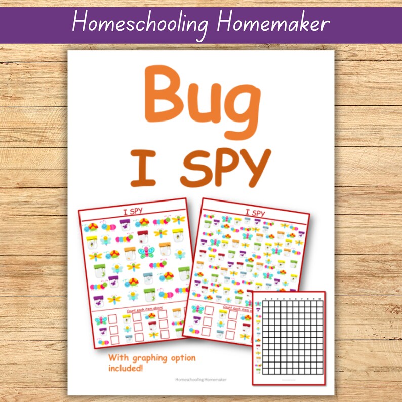 Bug I Spy Activity Sheets, Math Counting and Graphing Activity for Kids ...