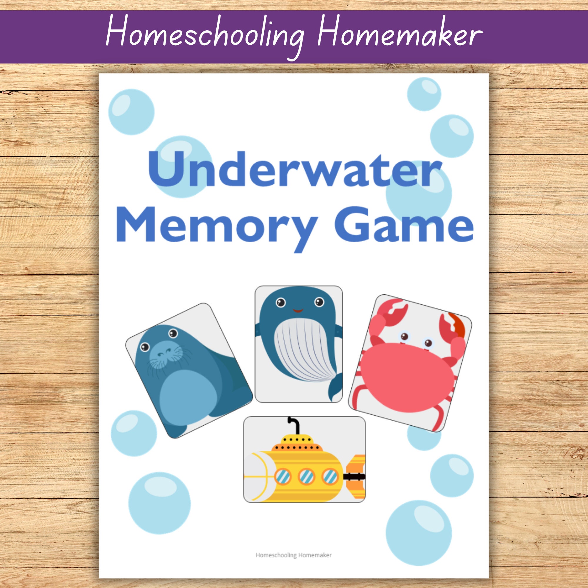 Ocean Memory Game for Kids in Kindergarten, Preschool, Elementary ...