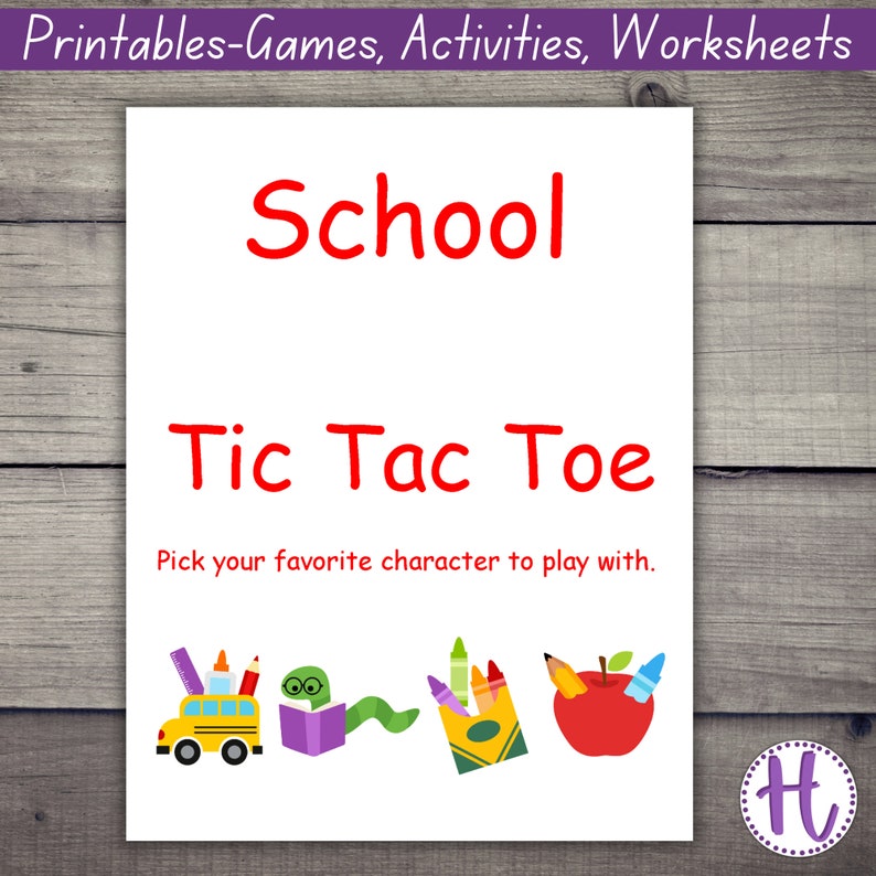 Tic Tac Toe Game Back to School for Kids, Kindergarten, Preschool ...