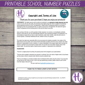 School Number Puzzles: Fun Printable Learning Activity (PDF) - Etsy