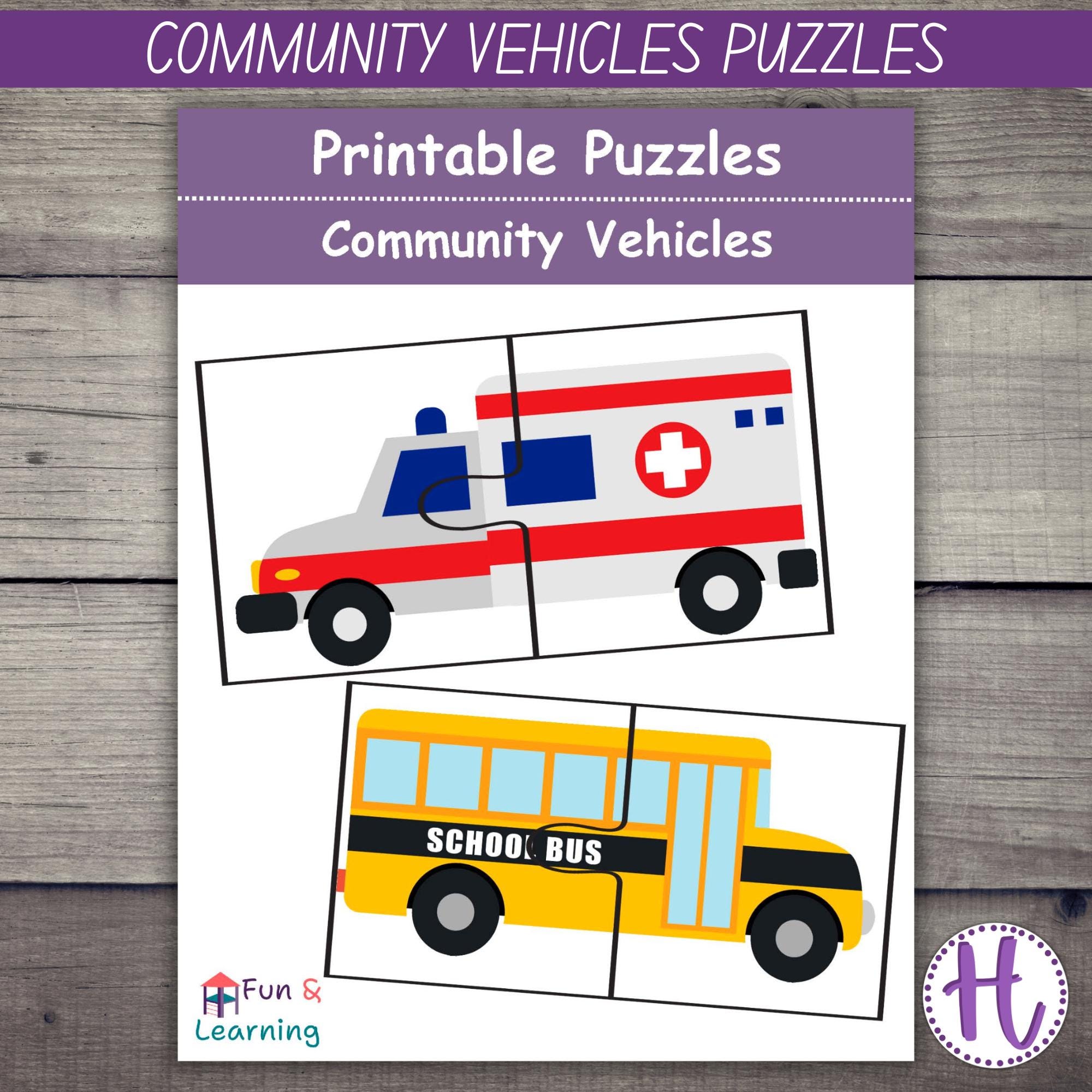 Community Vehicles Puzzles: Printable Preschool Activity (PDF) - Etsy