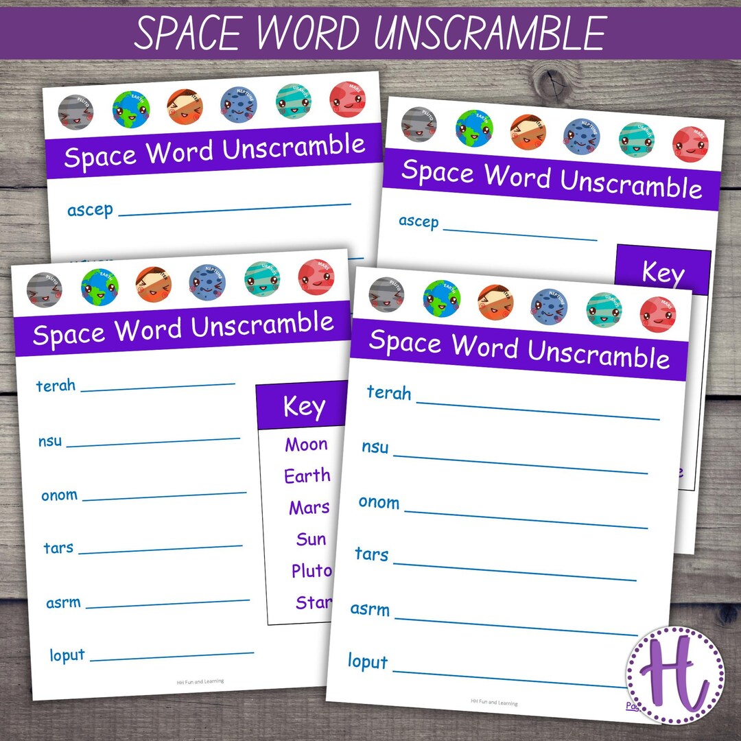 Space Word Unscramble Activity, Printable Word Scramble Worksheets for ...