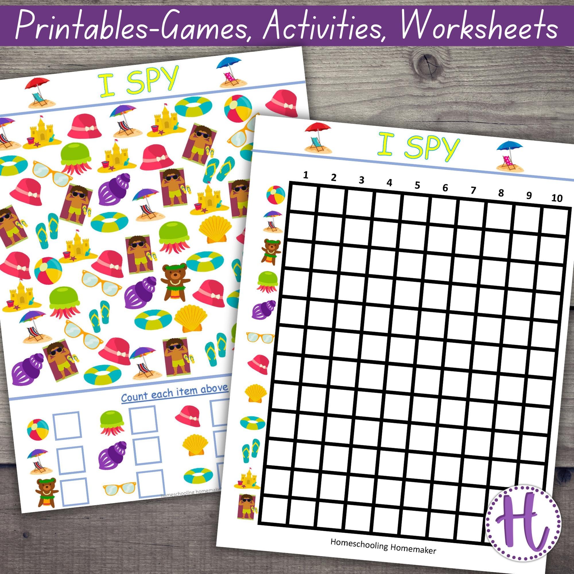 Summer I Spy Game: Counting & Graphing Activity (PDF) - Etsy