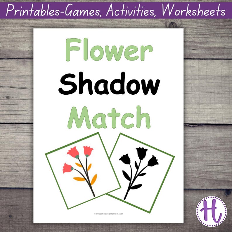Flower Shadow Matching Game: Printable Kids Activity (PDF Download ...