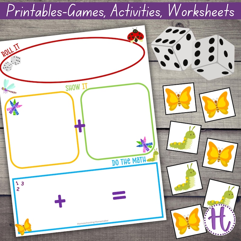 Bugs Roll Show Do Math Game for Kids, Math Addition Practice Worksheets ...