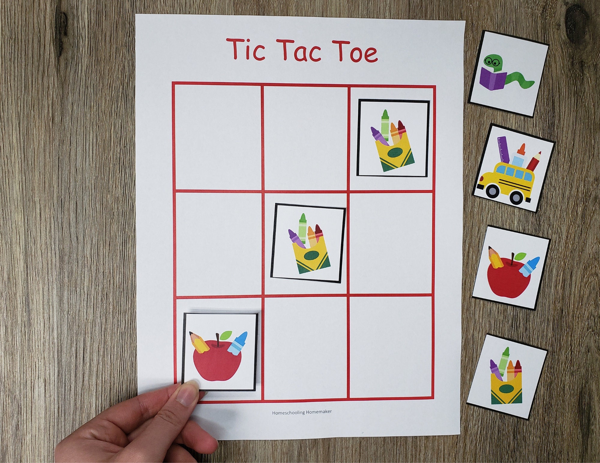 Tic Tac Toe Game Back to School for Kids, Kindergarten, Preschool ...