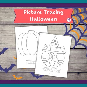 Halloween Tracing and Coloring Pages: Spooky Kids' Activity (PDF ...