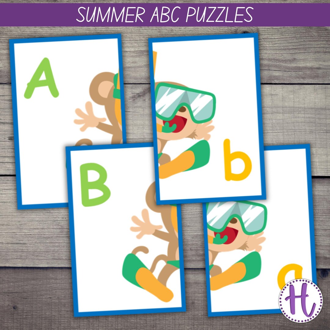 Summer ABC Letter Match Puzzles, Alphabet Puzzles for Kids, Printable ...