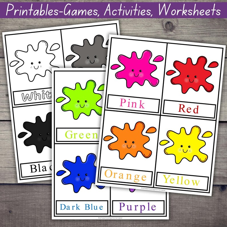 Color Flashcards: Paint Splatter Theme - Preschool Learning (PDF) - Etsy