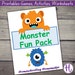 Monster Worksheets, Learning Games for Kids, Preschool Activity Pack ...