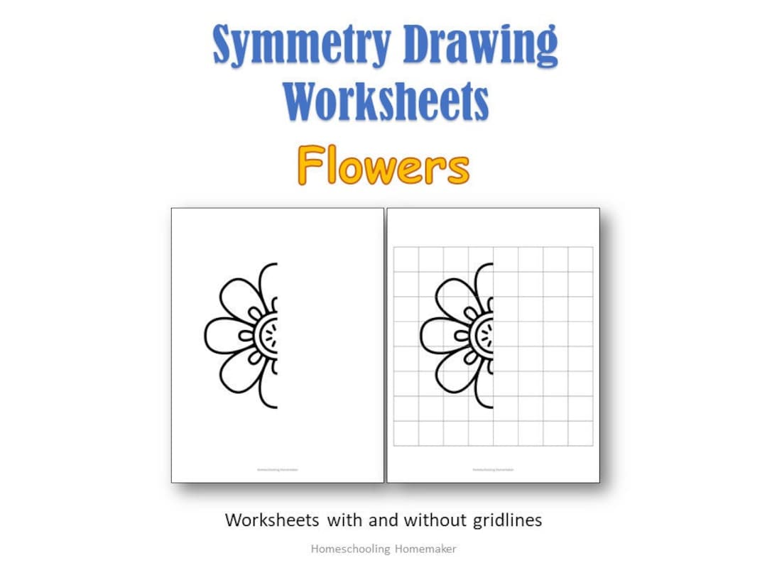 Symmetry Drawing Worksheets-flowers - Etsy