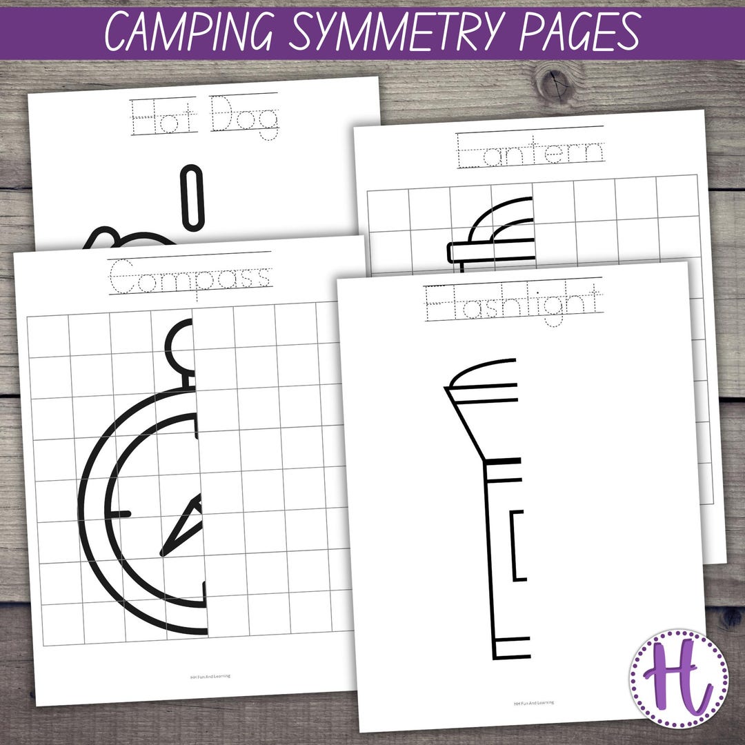 Camping Symmetry Worksheets, Kids Learning Printables, Drawing ...