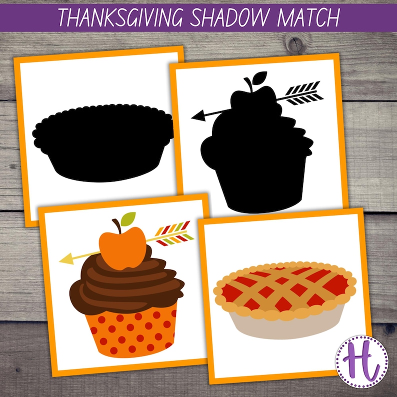Thanksgiving Shadow Match Game: Printable Fall Activity (PDF) - Etsy