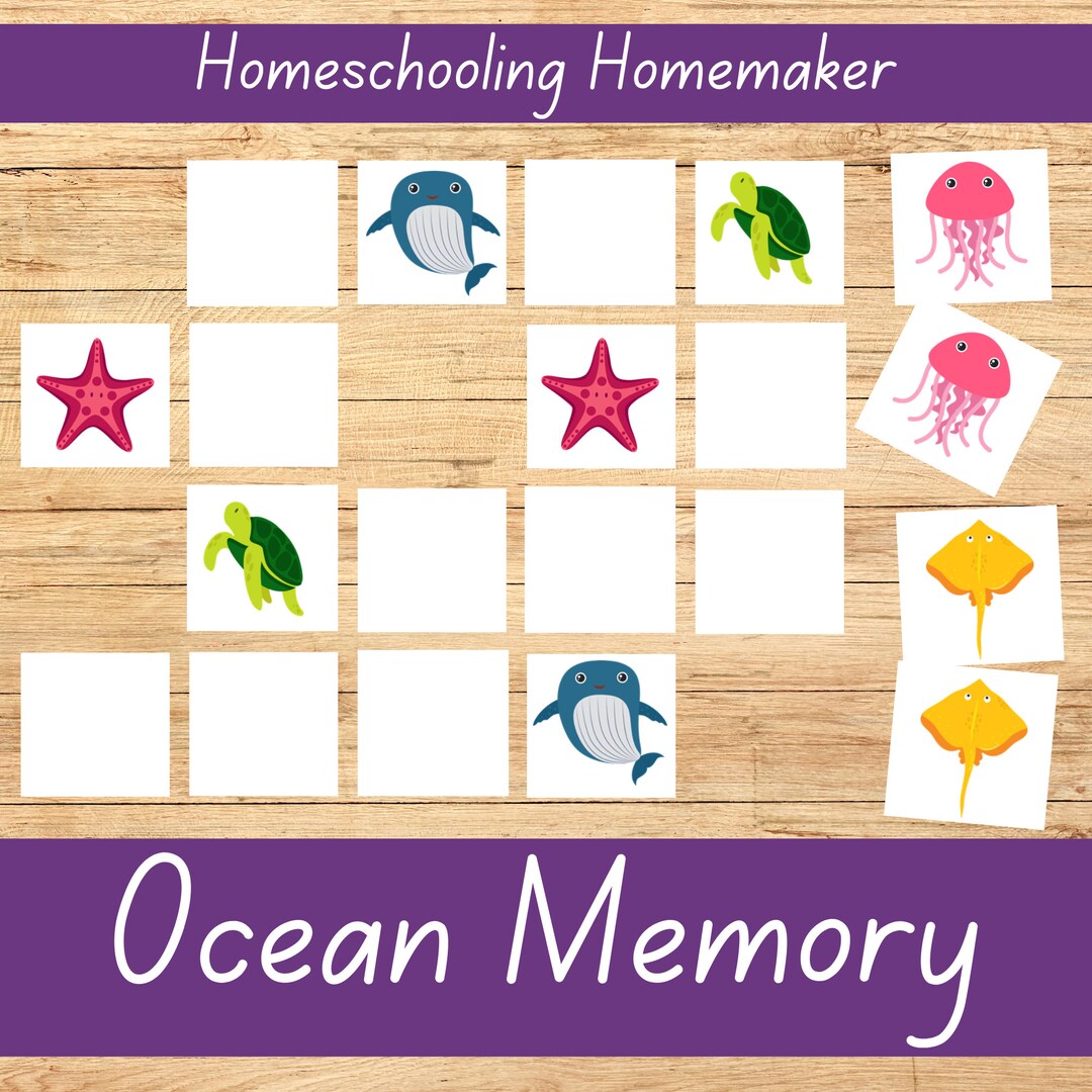 Ocean Memory Game for Kids in Kindergarten, Preschool, Elementary ...