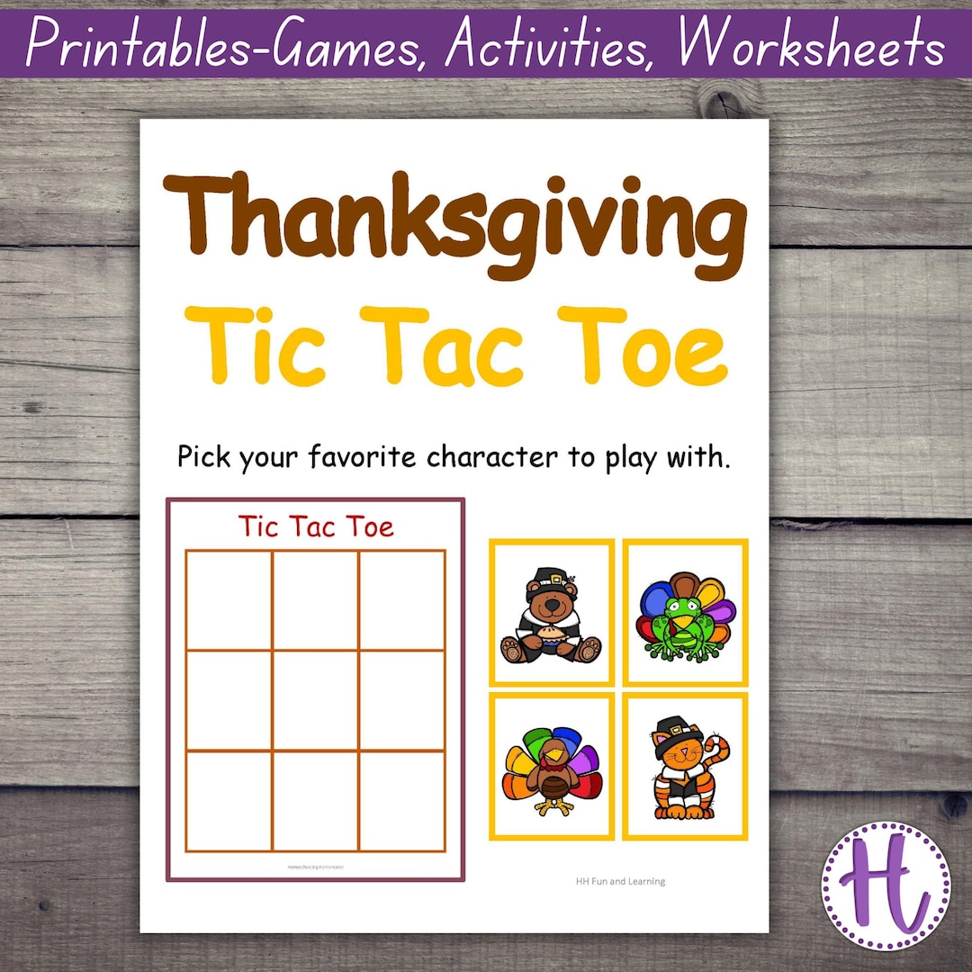 Thanksgiving Tic Tac Toe Game: Holiday Printable for Kids (PDF) - Etsy