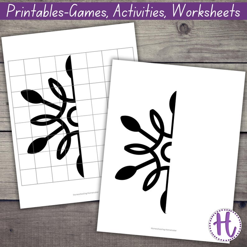 Snowflake Symmetry Drawing Worksheets: Winter Activity (PDF) - Etsy