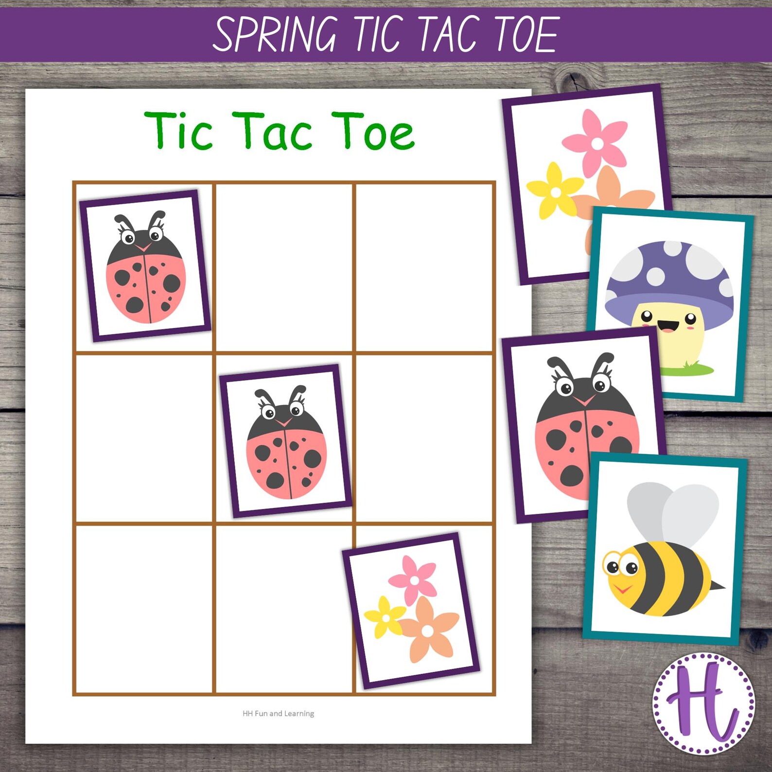 Spring Tic Tac Toe Game: Kids Printable Activity (PDF Download 8.5x11in ...
