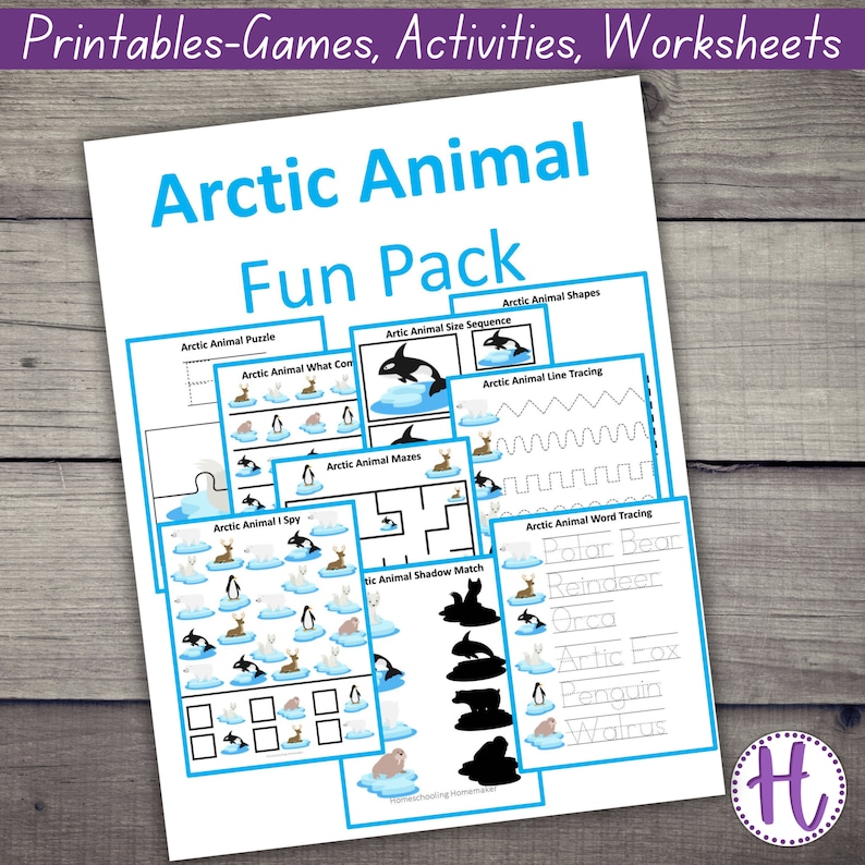 Arctic Animal Activity Worksheets for Preschool, Kindergarten Learning ...