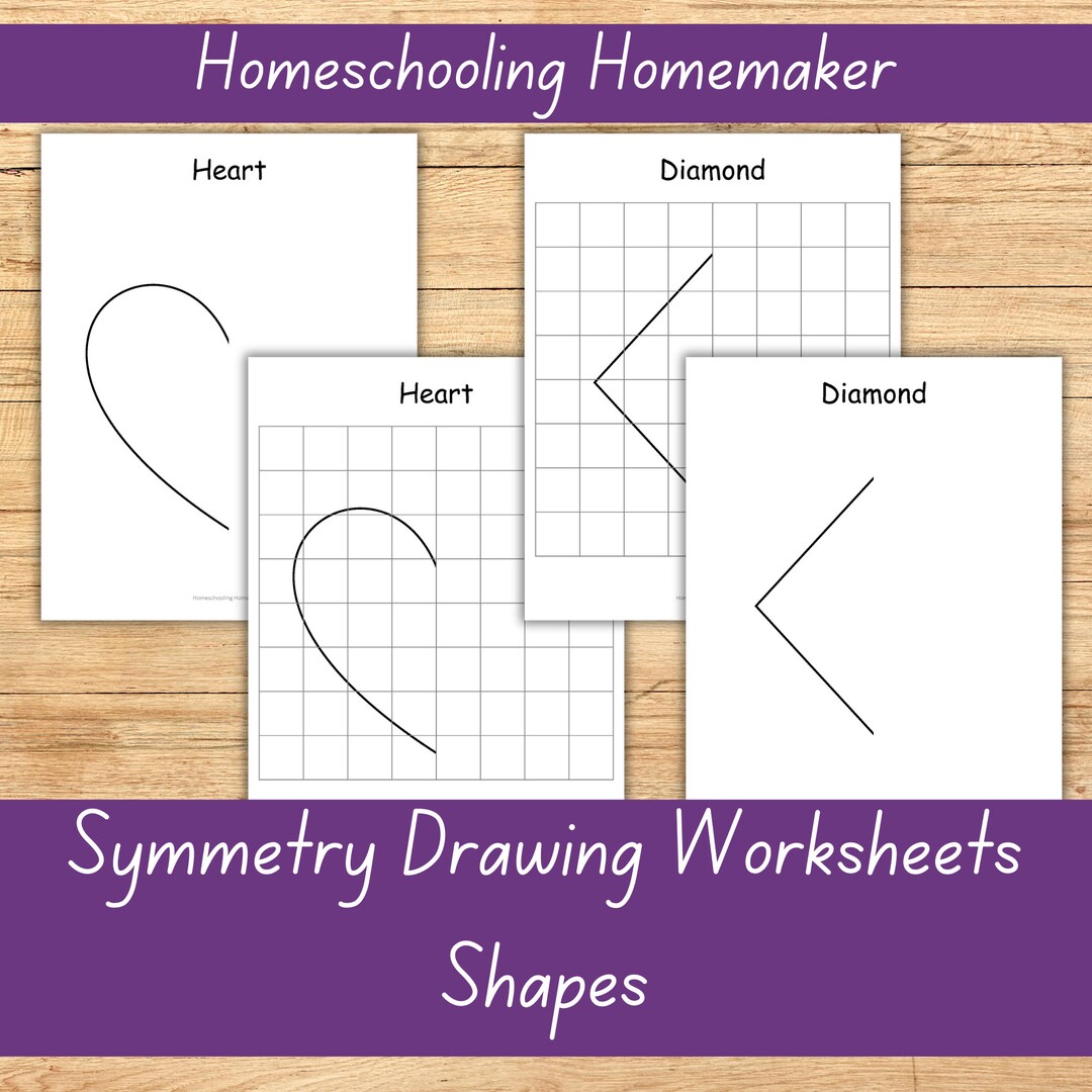 Symmetry Drawing Worksheets-shapes, Complete the Shape for Kids ...