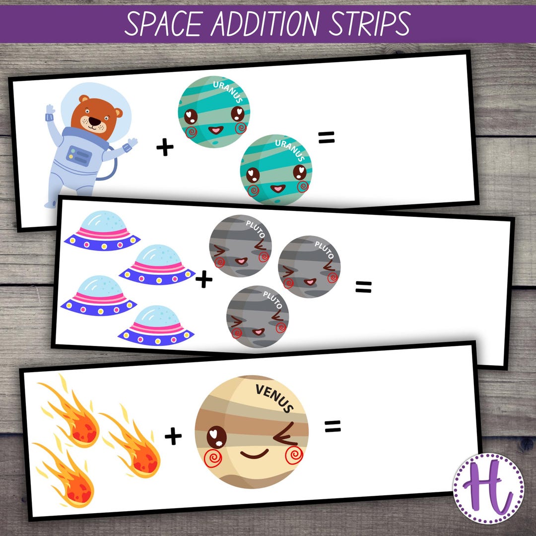 Space Addition Strips: Kids Printable Math Game (PDF Download - Etsy