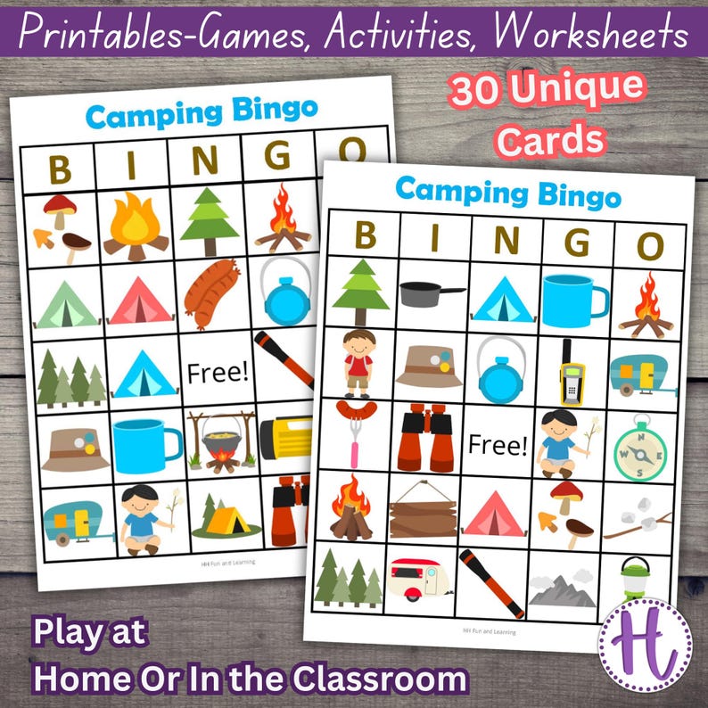 Camping BINGO Game for Kids, Preschool Activity, Kindergarten BINGO ...