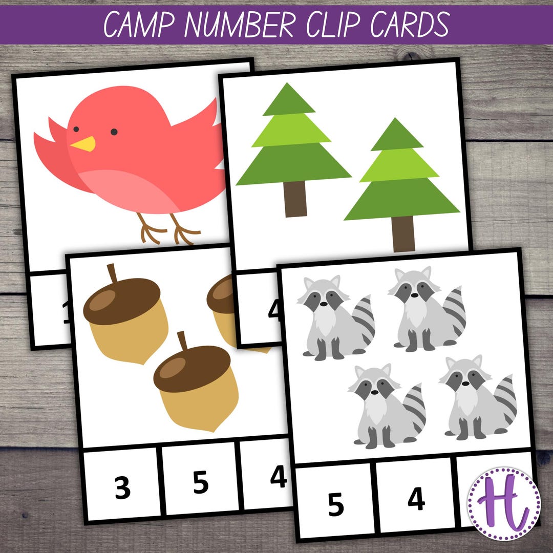 Camping Number Clip Cards Numbers 1-20, Counting Math Activity for Kids ...