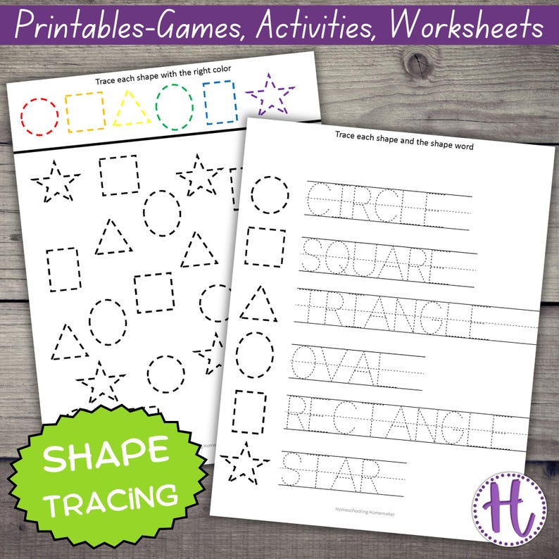 Shape Tracing Worksheets|printable Shape Word Practice for Kids (PDF ...